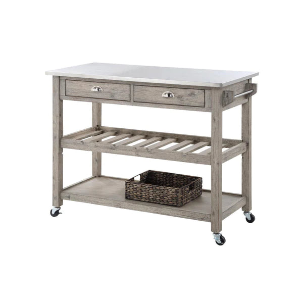 Benzara Kit 44 Inch Rolling Kitchen Island Bar Cart – Urban Flair